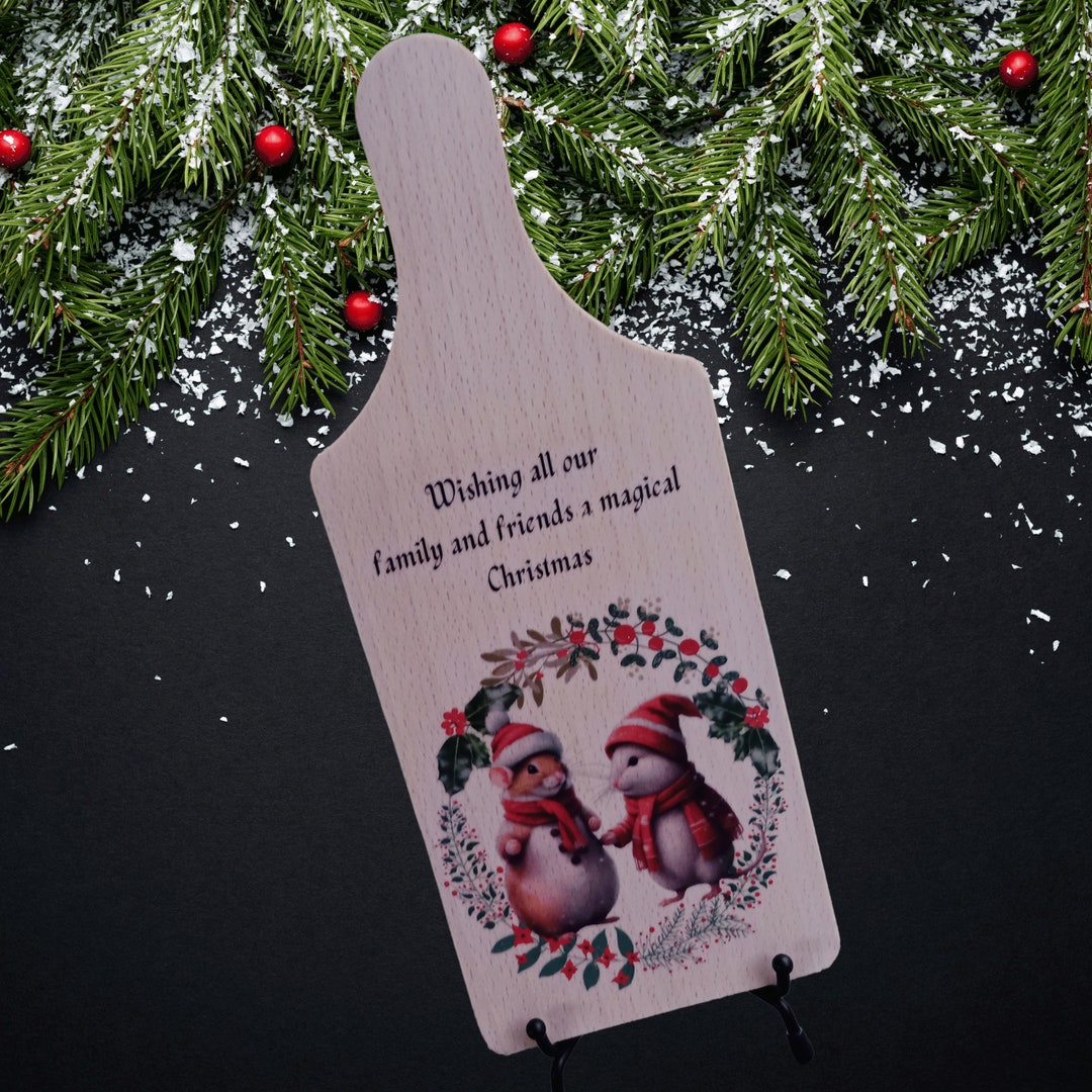 Merry Christmas Wooden Plaque Family Christmas Seasons Greetings Mouse ...