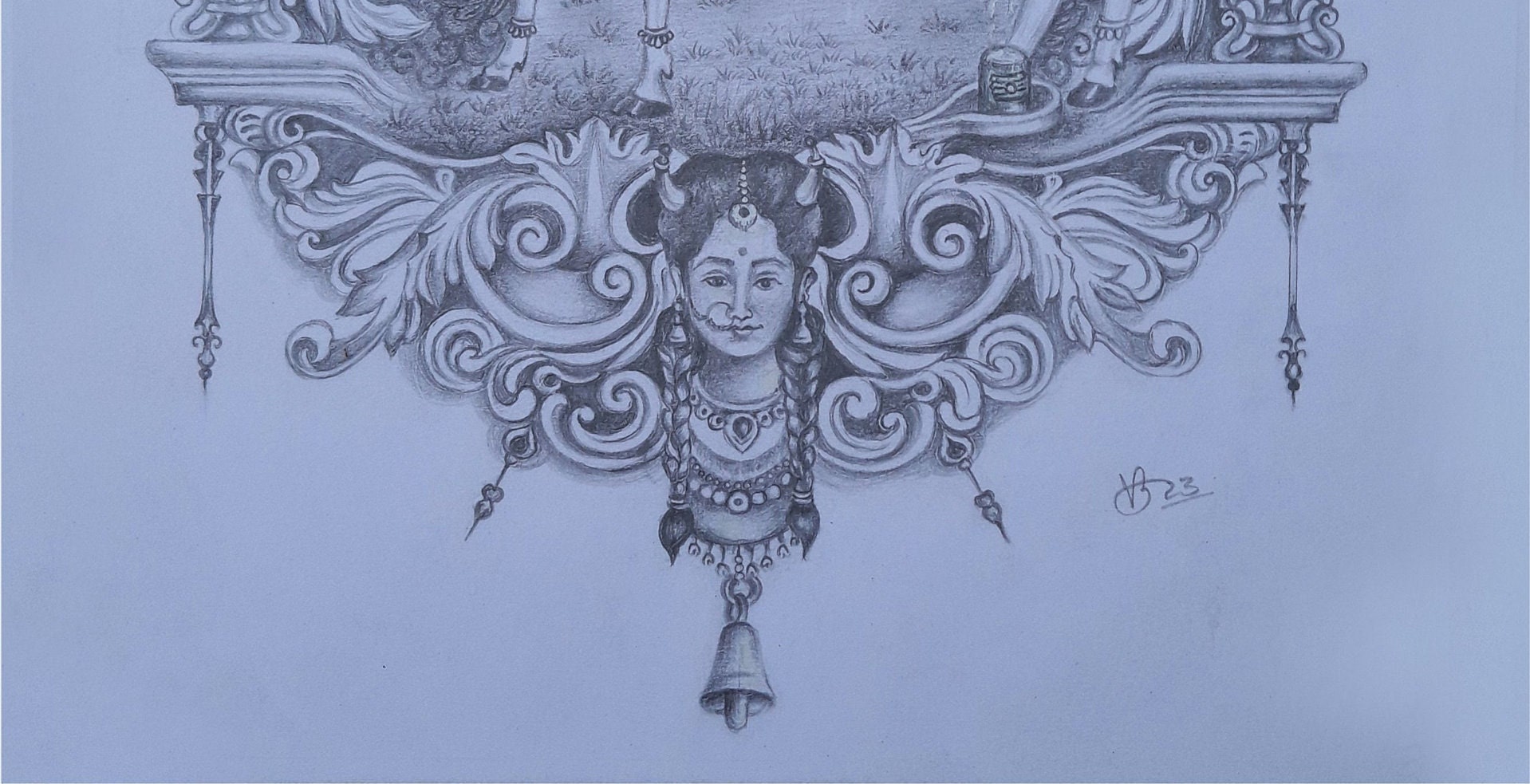 Kamdhenu Pencil on Paper Nandi Art Drawing Pencil Art - Etsy