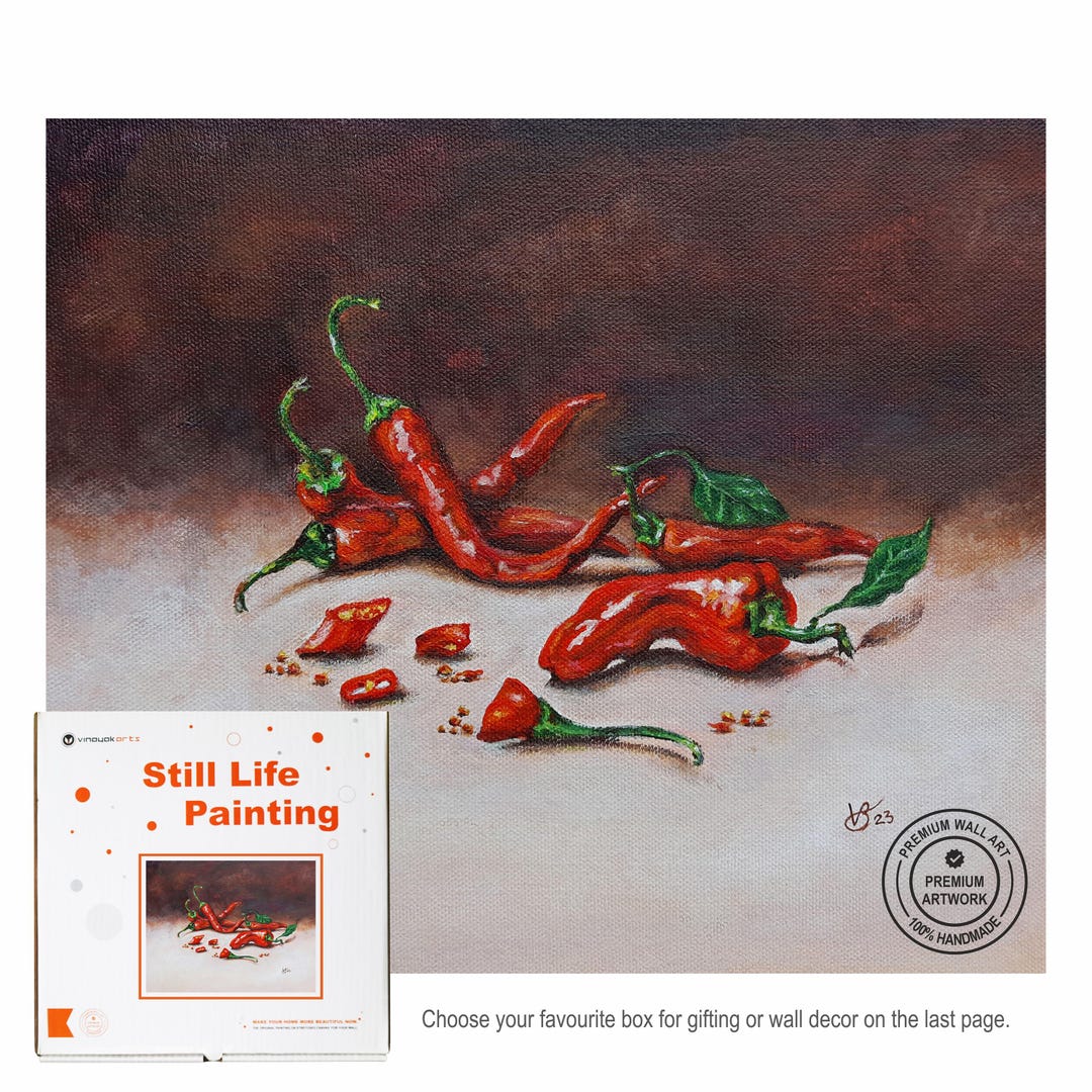Red Chilli, Handpainted Chilli Artwork, Rustic Kitchen Wall Art, Foodie ...