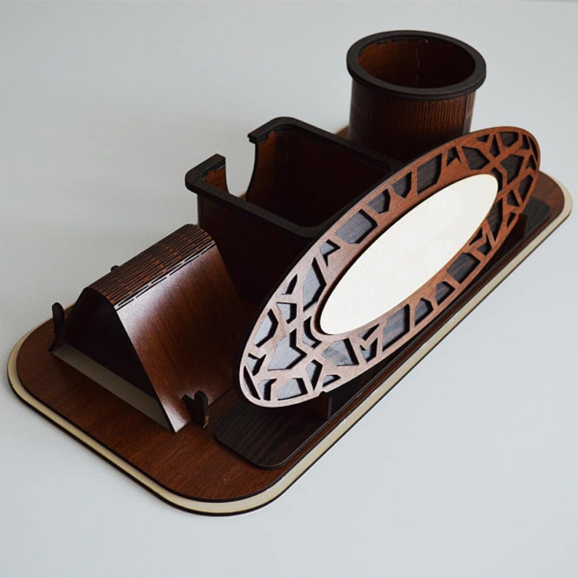 Laser Cut Desk Organizer SVG: Nameplate, Pen & Card Holder (digital ...