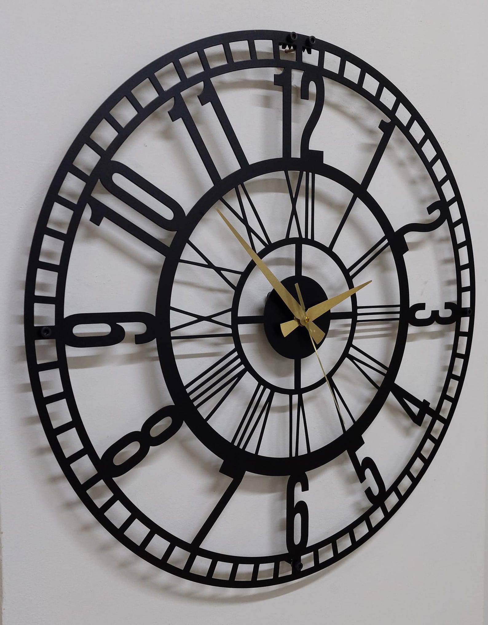 Handmade Oversized Black Metal Wall Clock: Roman Numeral Decor - Etsy
