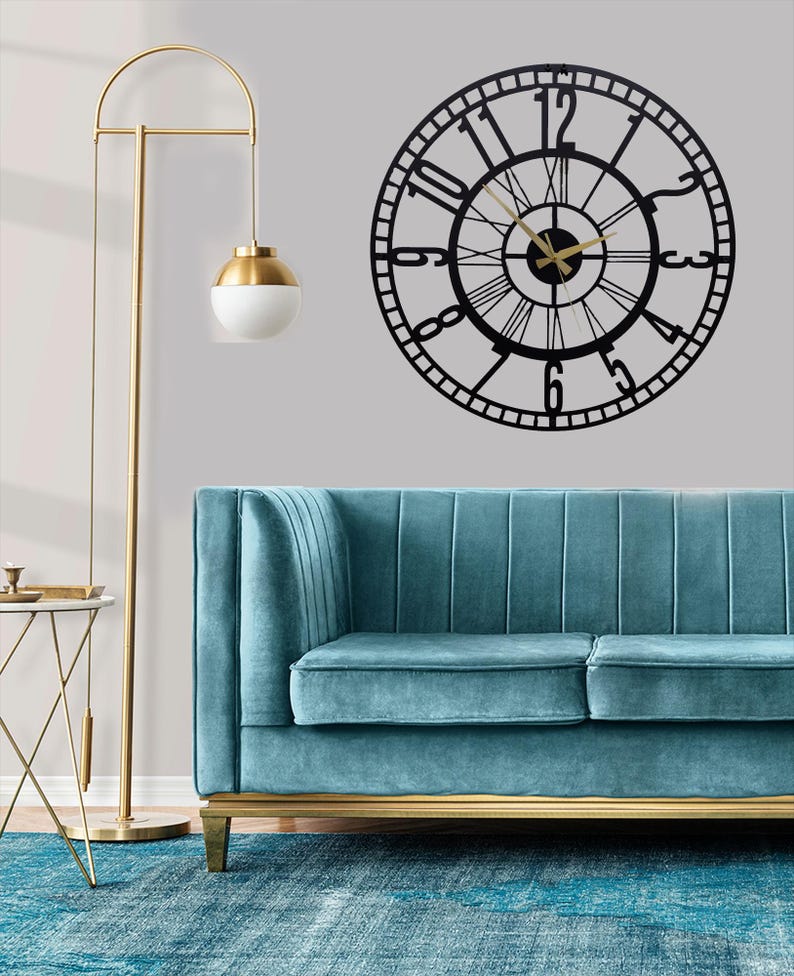 Elegant Black Metal Wall Clock, Modern Design With Roman and Latin ...