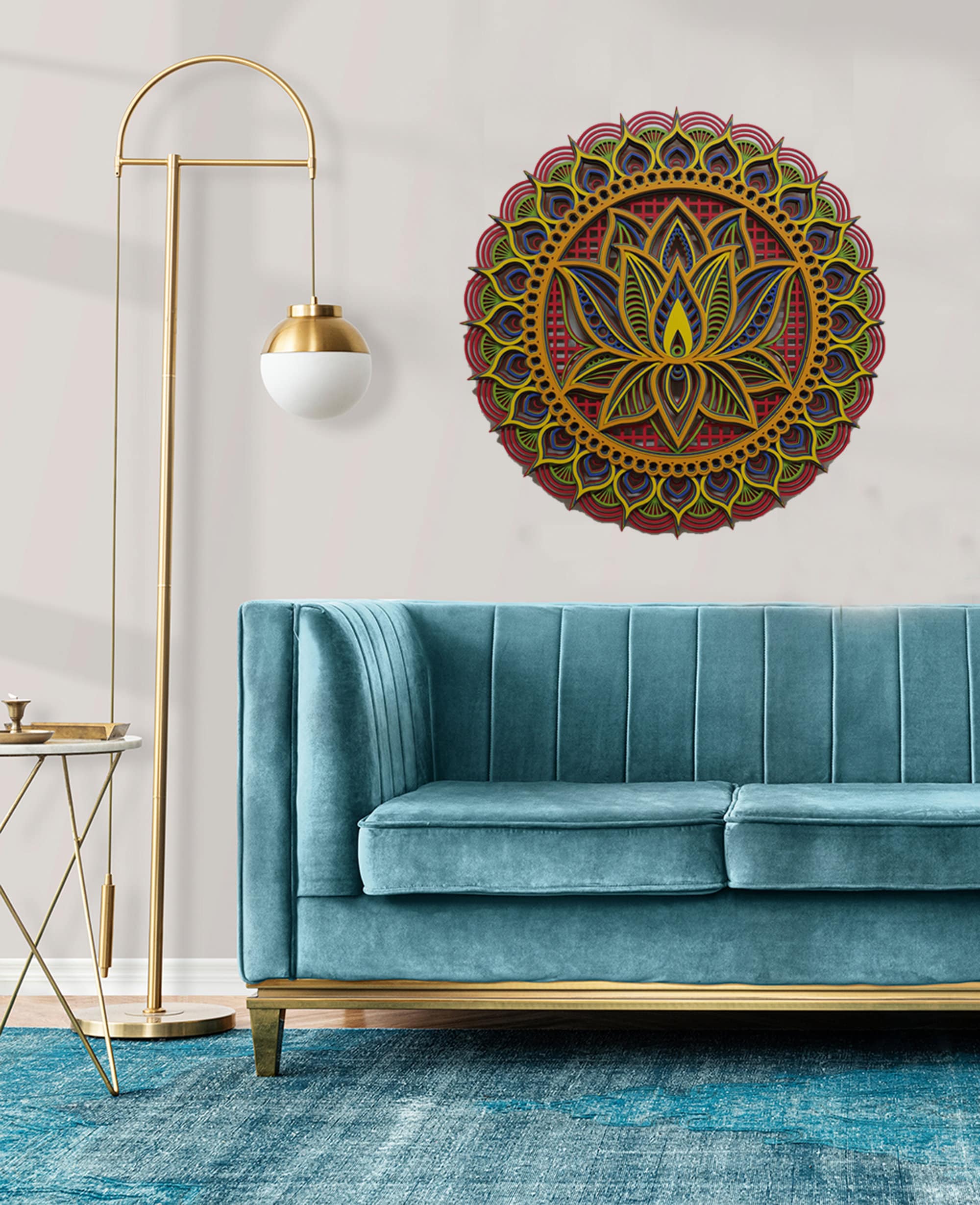 Lotus Flower Mandala, Wall Art Mandala, Wooden Mandala Wall Art, 3D ...