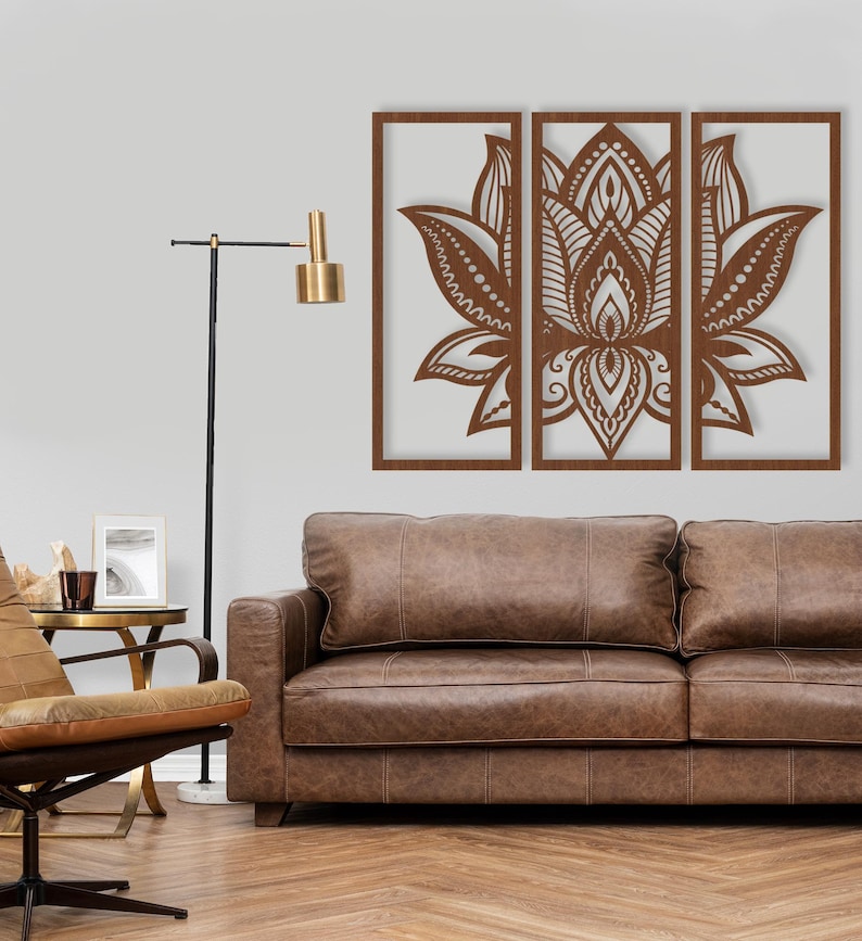 Lotus Flower Wood Wall Panel: Natural Tree Wood Art - Etsy