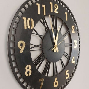 Large Wooden Wall Clock: Roman Numeral Minimalist Design - Etsy