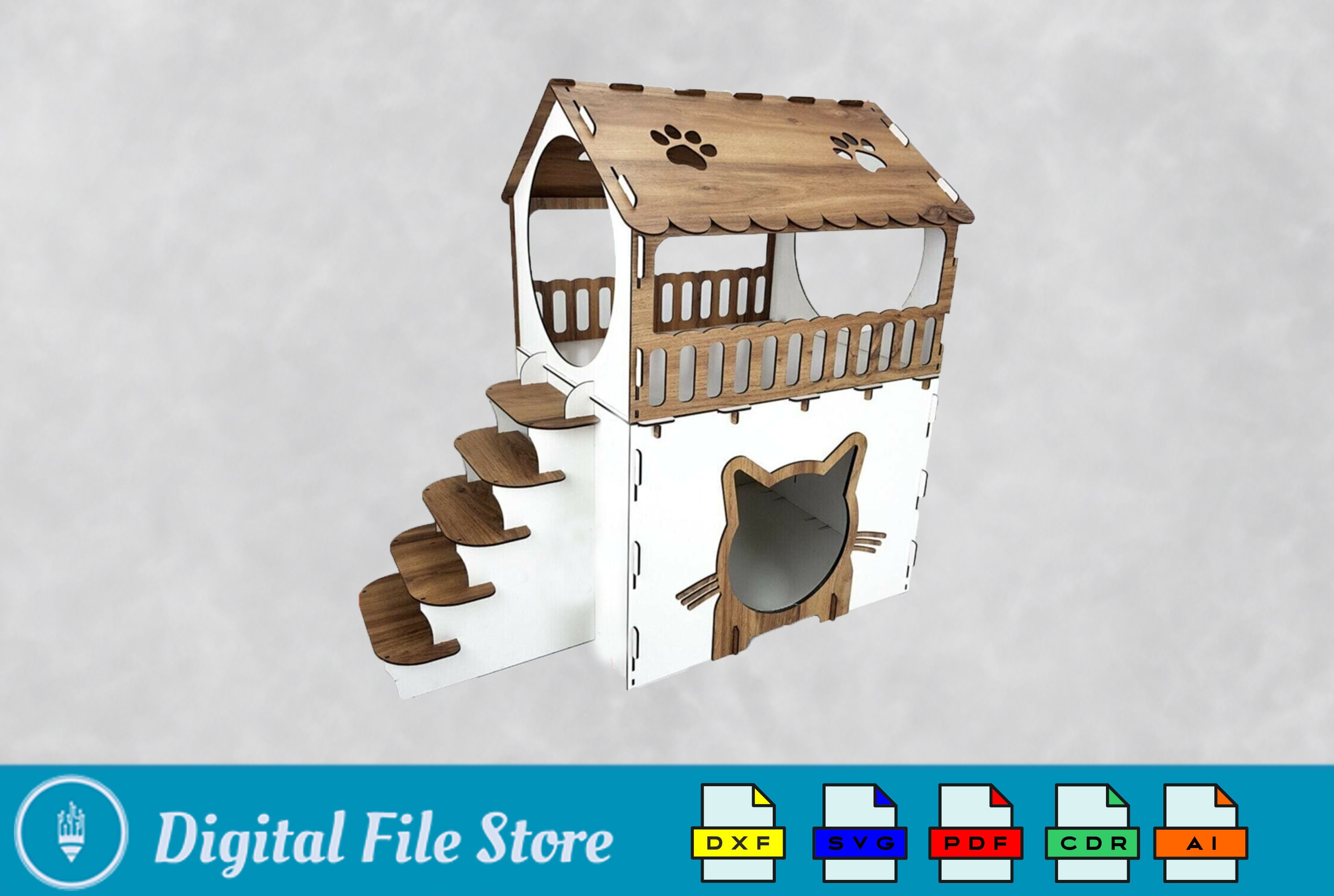 Two-floor Cat House Digital Download Files With Installation Guide, Pet ...