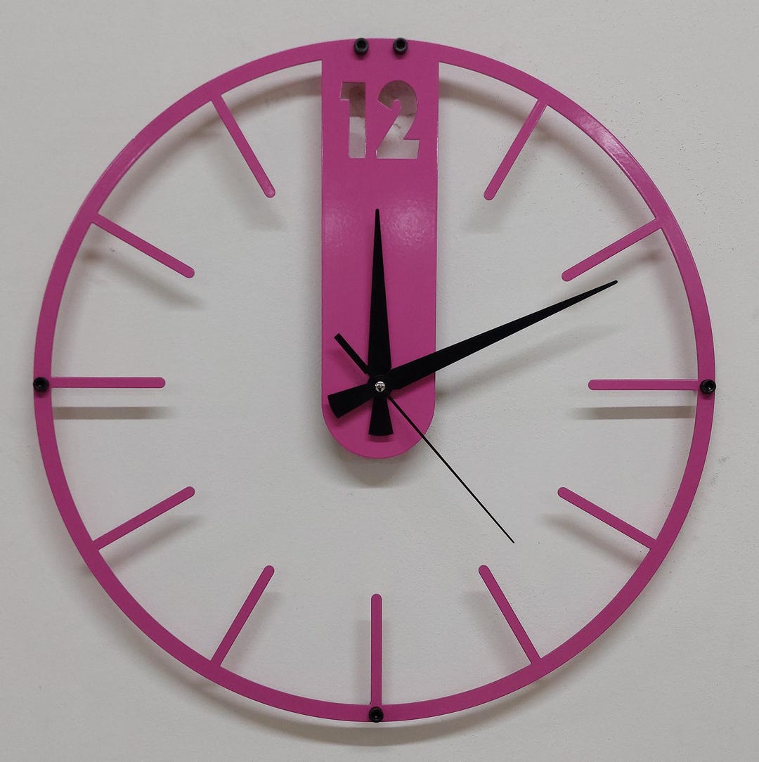 Pink Wall Clock, Large Pink Clock, Small Wall Clock, Metal Wall Clock ...