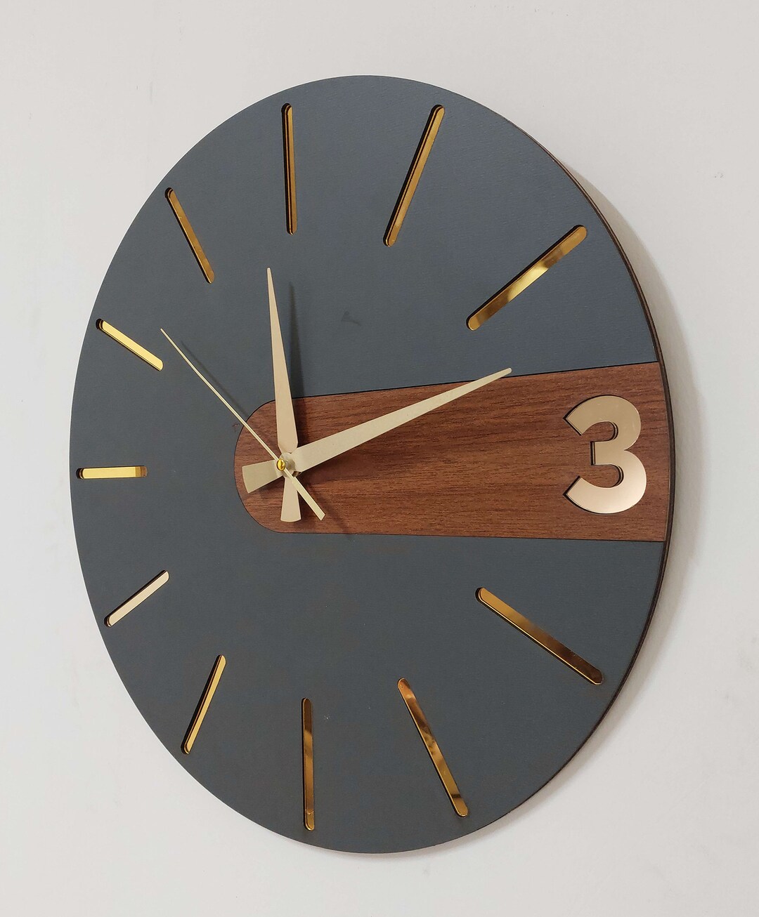 Wooden Modern Wall Clock, Silent Unique Wall Clock, Modern Home Decor ...