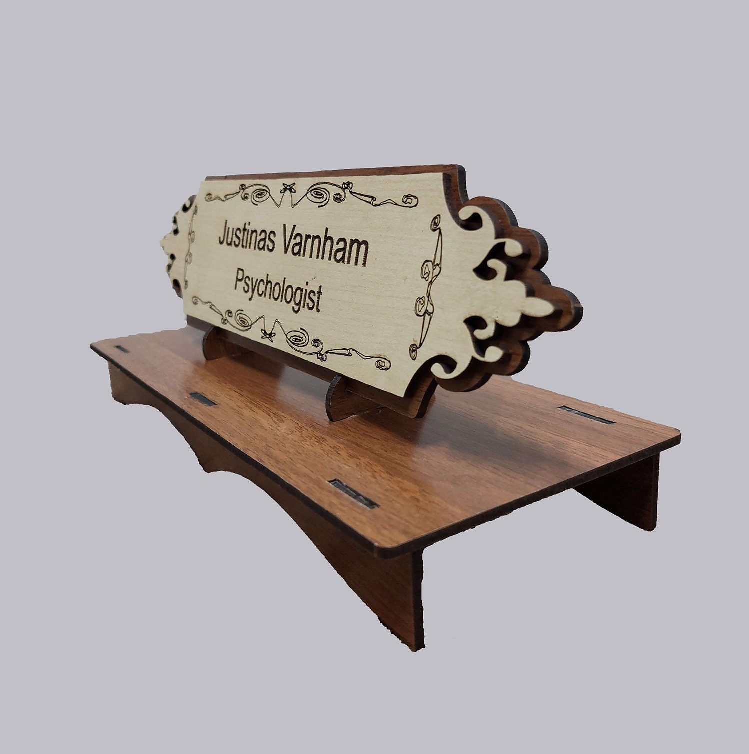 Laser Cut Office Name Plate Stand SVG: Glowforge Files (digital ...