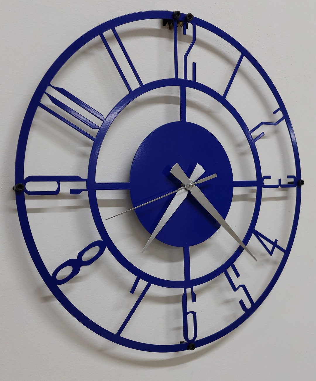 Blue Wall Clock, Large Navy Blue Clock, Small Wall Clock, Metal Wall ...