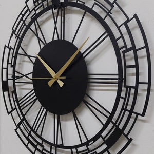 Handmade Large Black Metal Wall Clock: Contemporary Silent Wall Art - Etsy