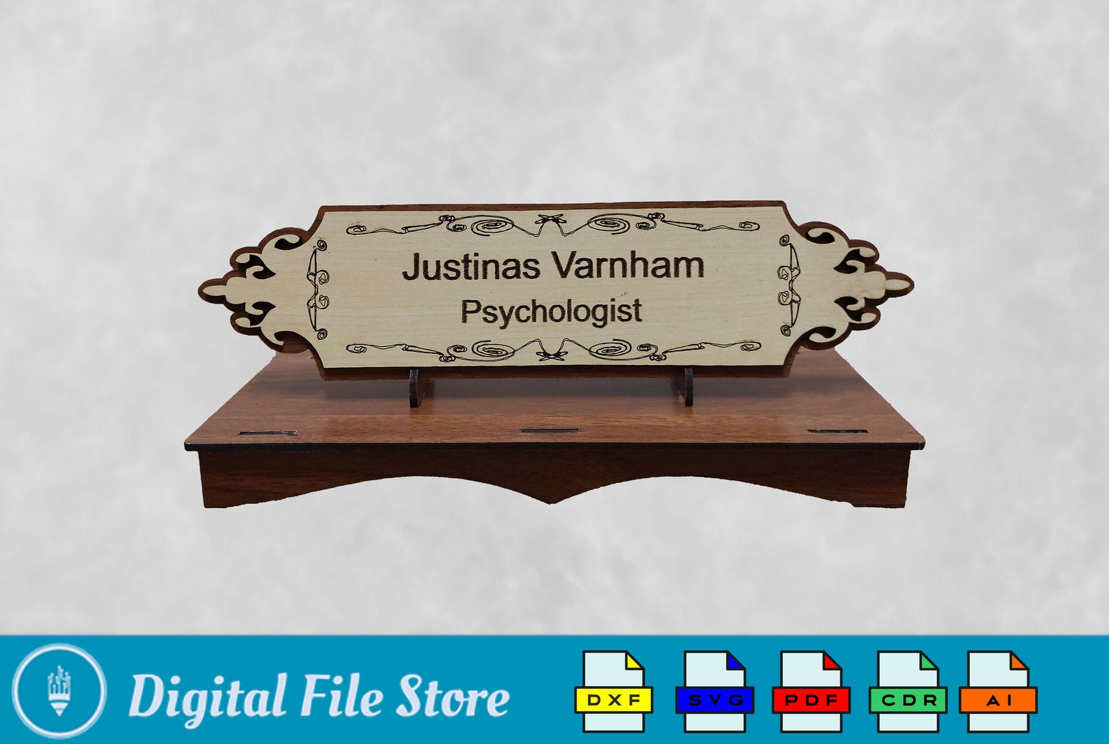 Office Name Plate Stand SVG Digital Files Desk Name Plate Glowforge ...