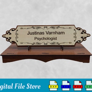 Office Name Plate Stand SVG Digital Files - Desk Name Plate - Glowforge ...