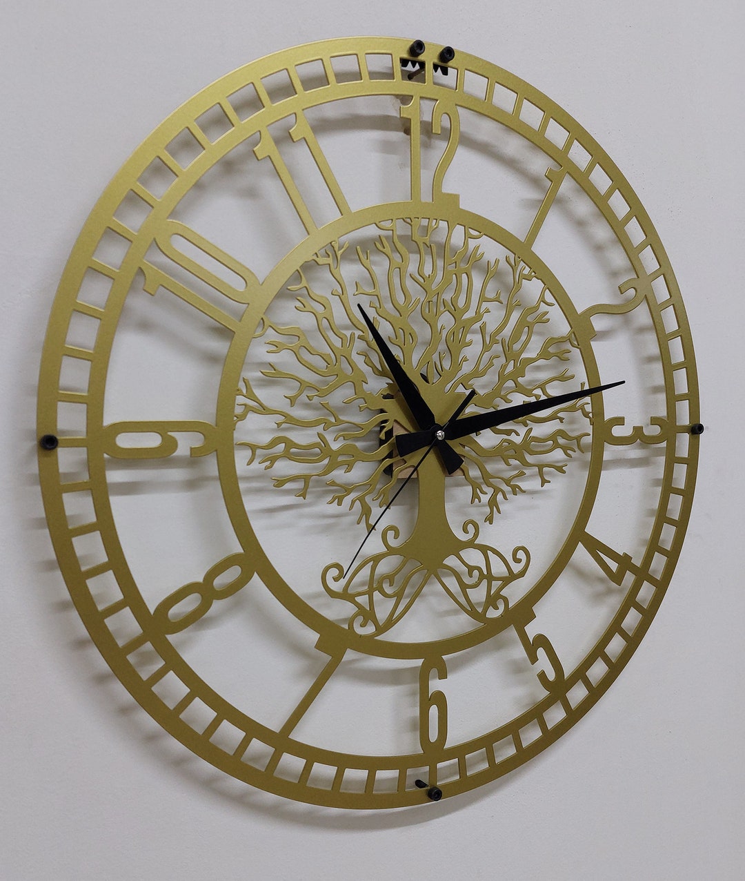 Gold Tree of Life Clock Metal Wall Clock, Unique Wall Clock, , Living ...