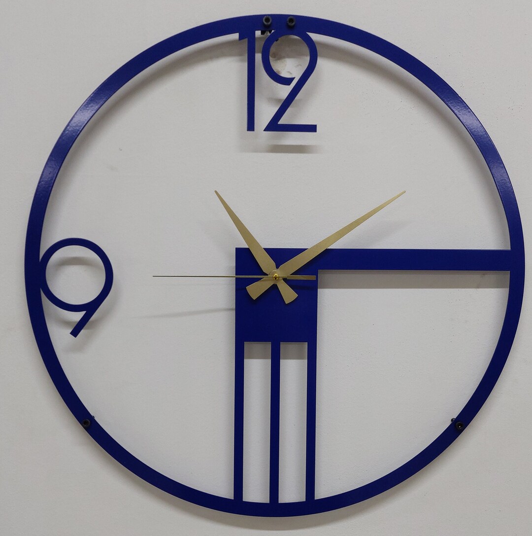 Handmade Minimalist Blue Metal Wall Clock: Silent Quartz Movement - Etsy