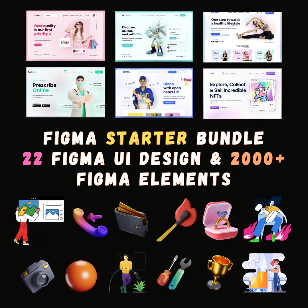 Figma Starter Bundle, 22 Figma UI Design Template, 2000 Figma ...