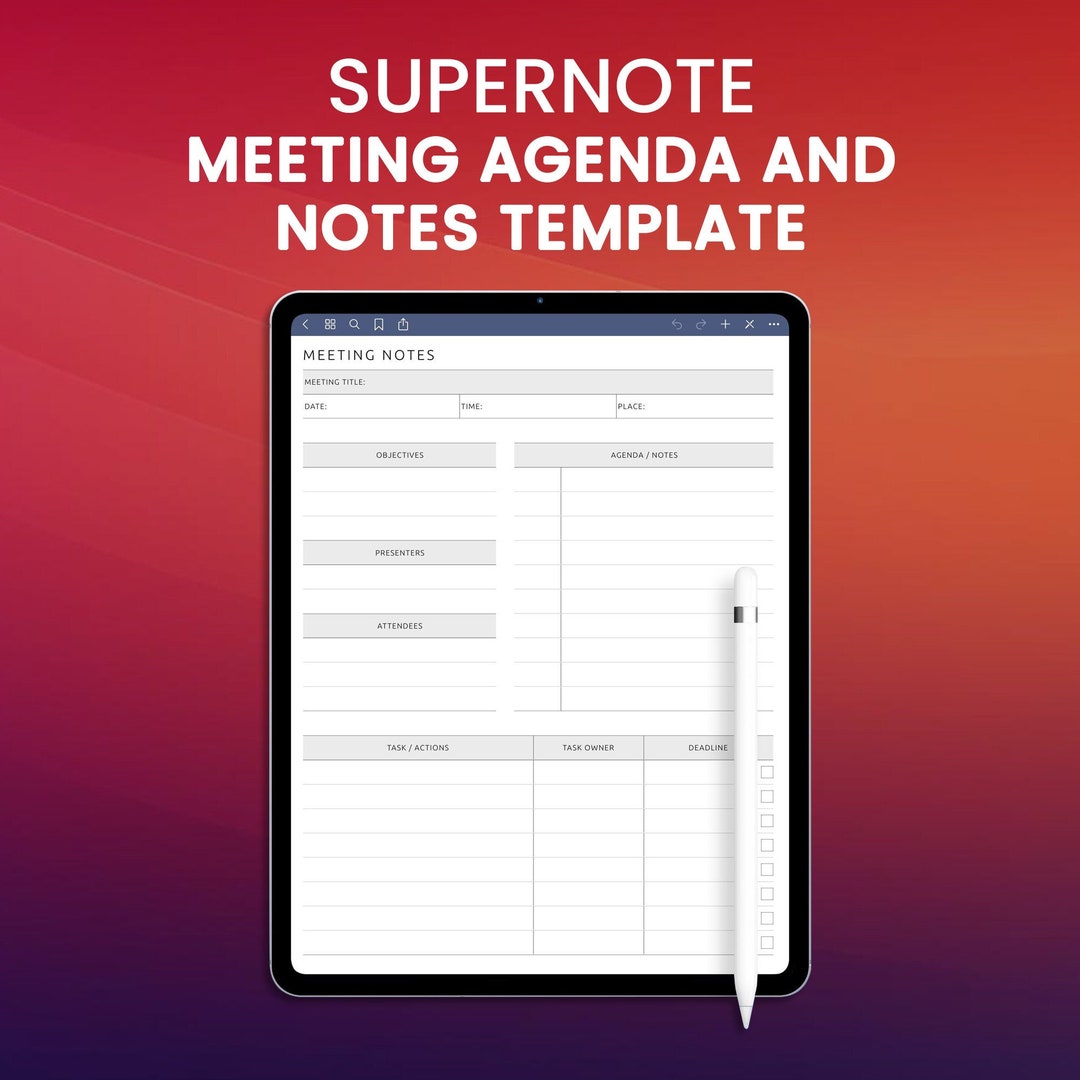 Supernote Meeting Agenda and Notes Template, Supernote Template ...