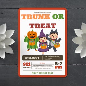 Editable Trunk or Treat Halloween Fundraiser Flyer, Digital Halloween ...