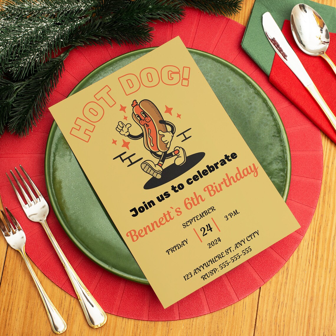 Editable Hot Dog Birthday Invitation, Printable Hot Dog Birthday Party ...