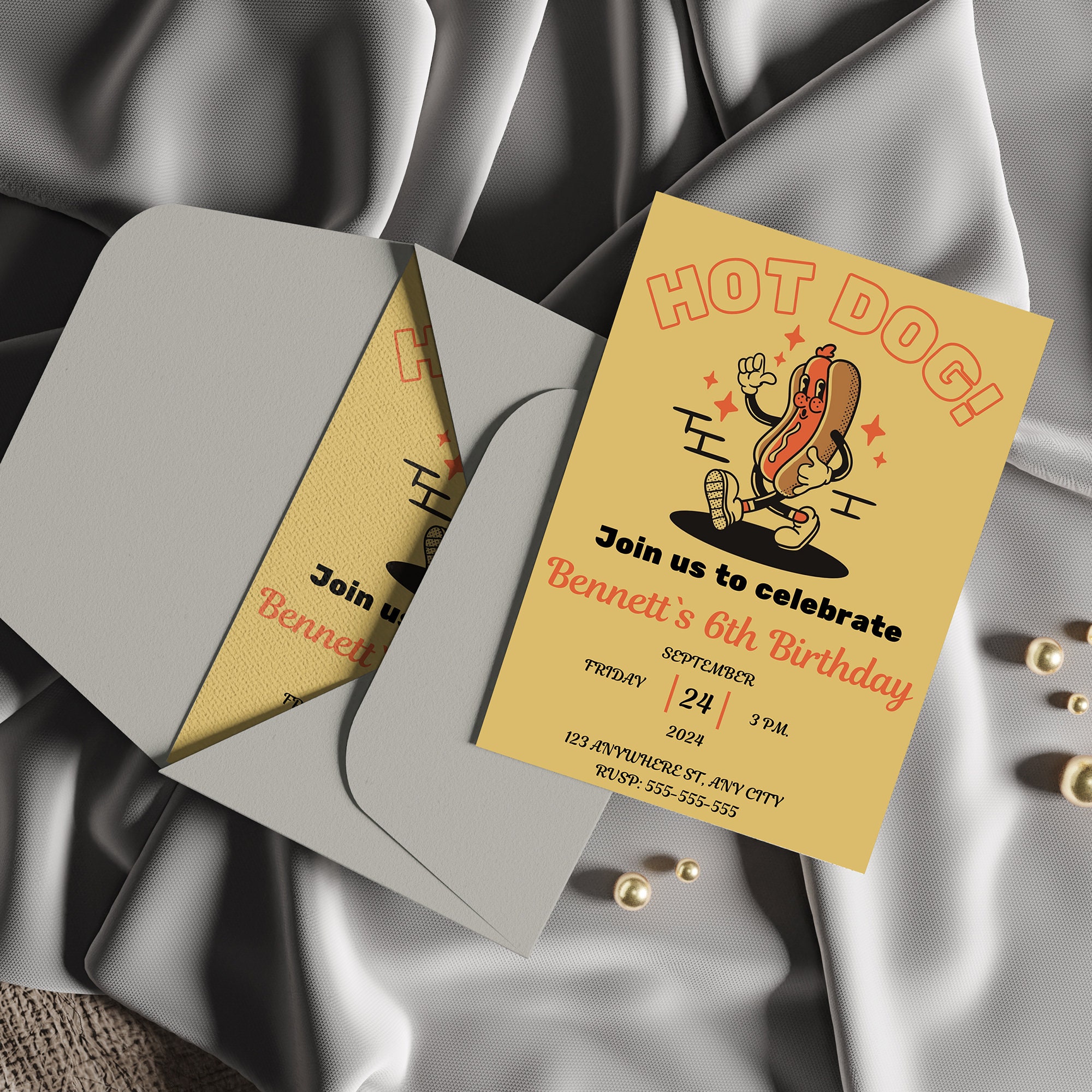 Editable Hot Dog Birthday Invitation, Printable Hot Dog Birthday Party ...