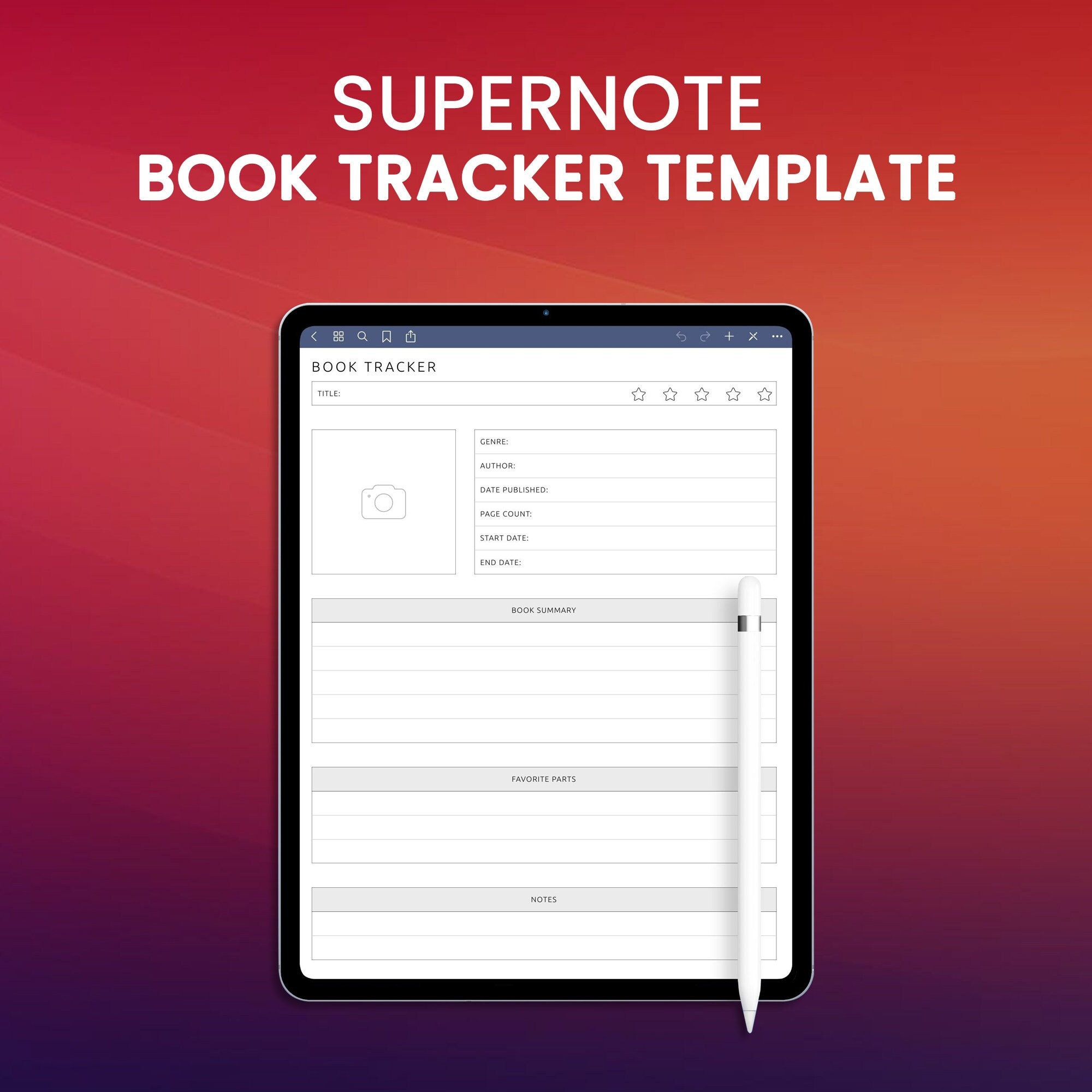 Supernote Book Tracker Template, Supernote Template, Supernote A5X ...