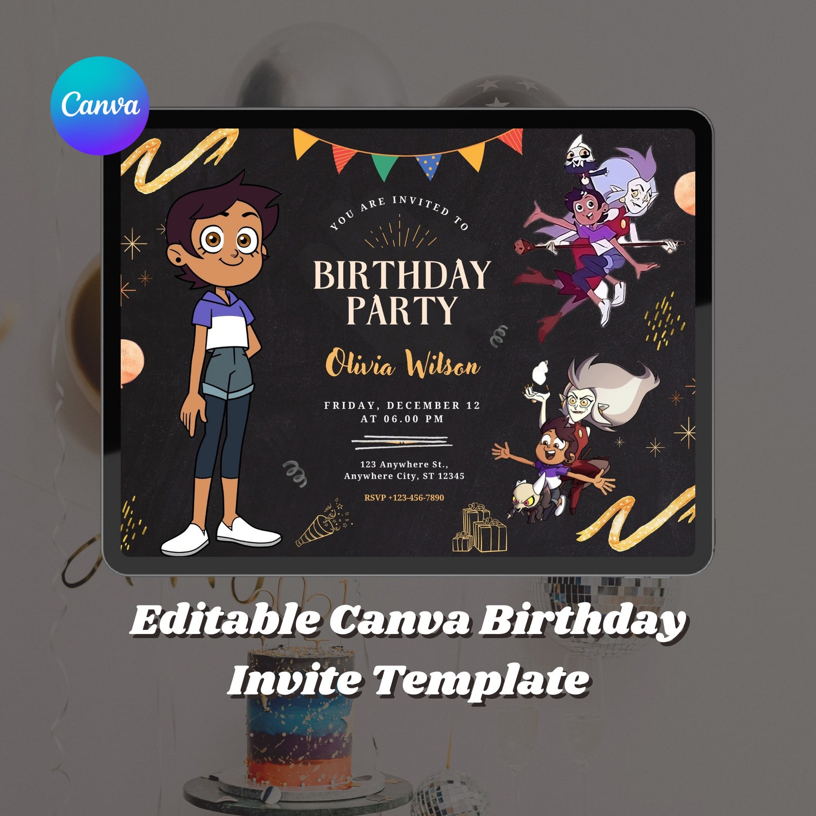 The Owl House Invite, the Owl House Invitation, Canva Editable Birthday ...