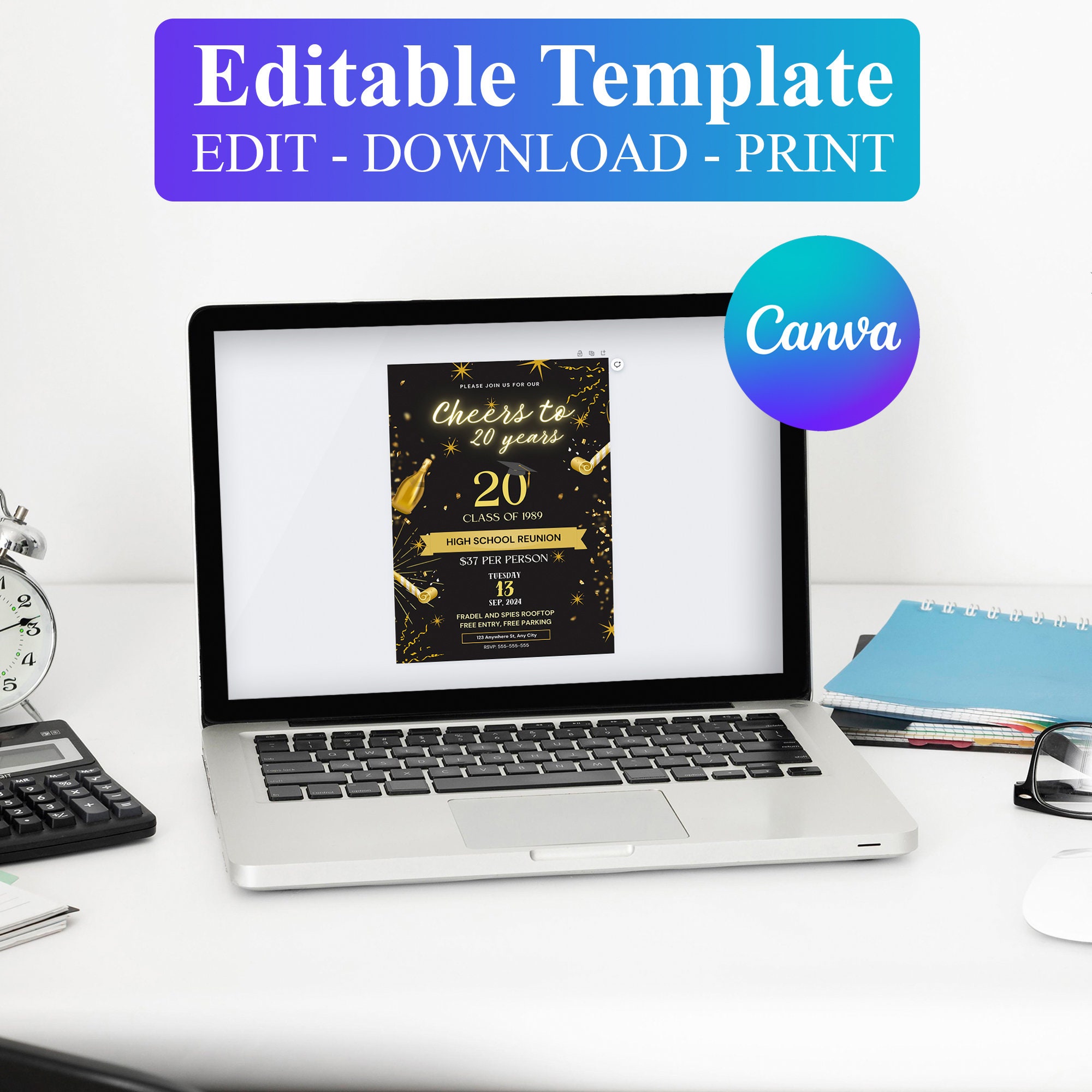 Editable School Reunion Flyer Template, Digital High School Reunion ...