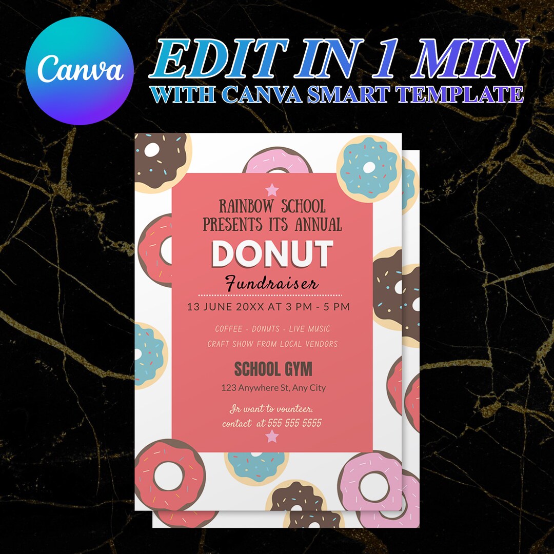 Editable Donut Fundraiser Flyer Template, Digital Donut Flyer ...