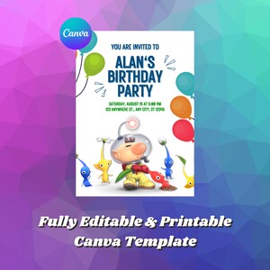 Editable Pikmin Invitation Digital Pikmin Birthday - Etsy