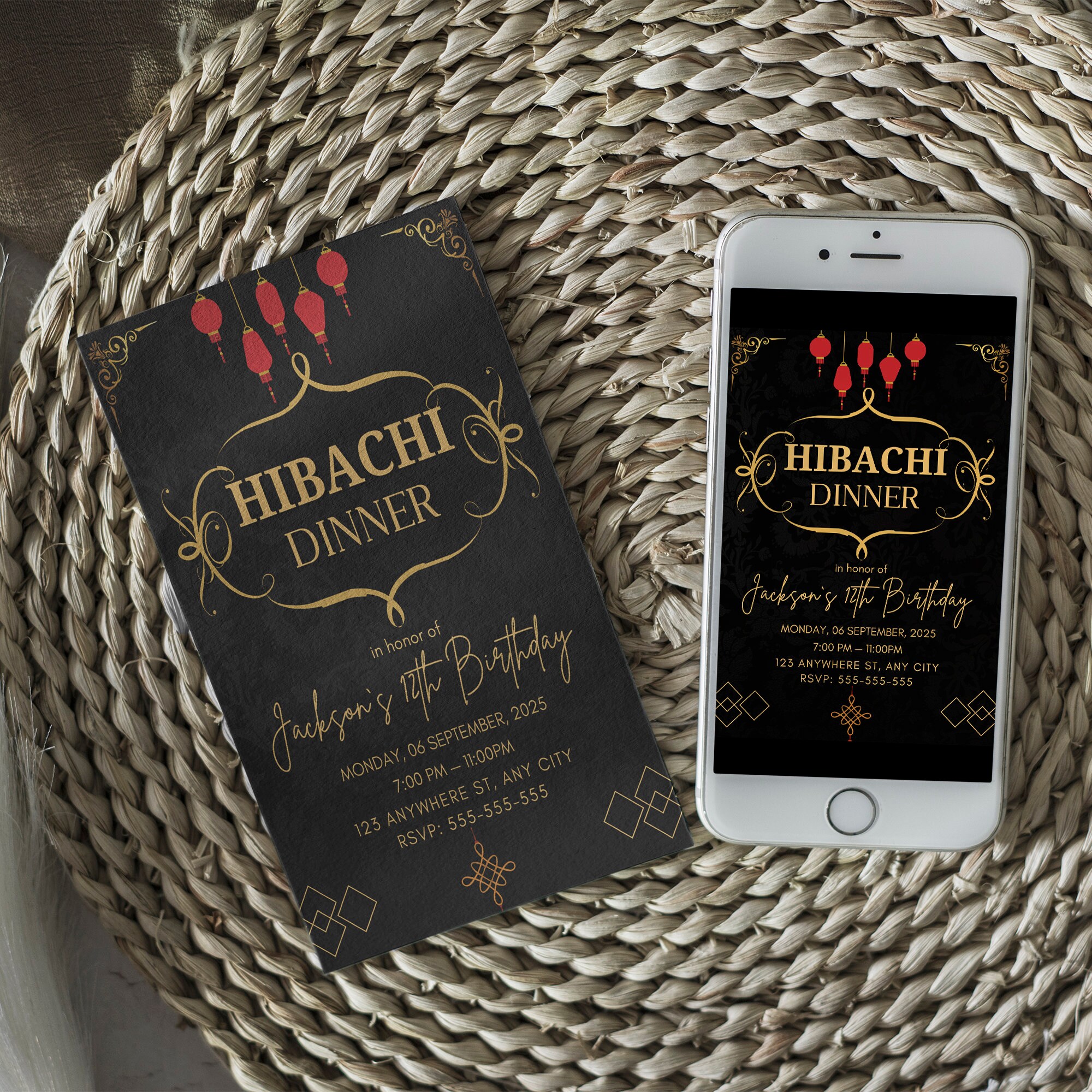 Editable Hibachi Birthday Dinner Invitation, Printable Hibachi Party ...