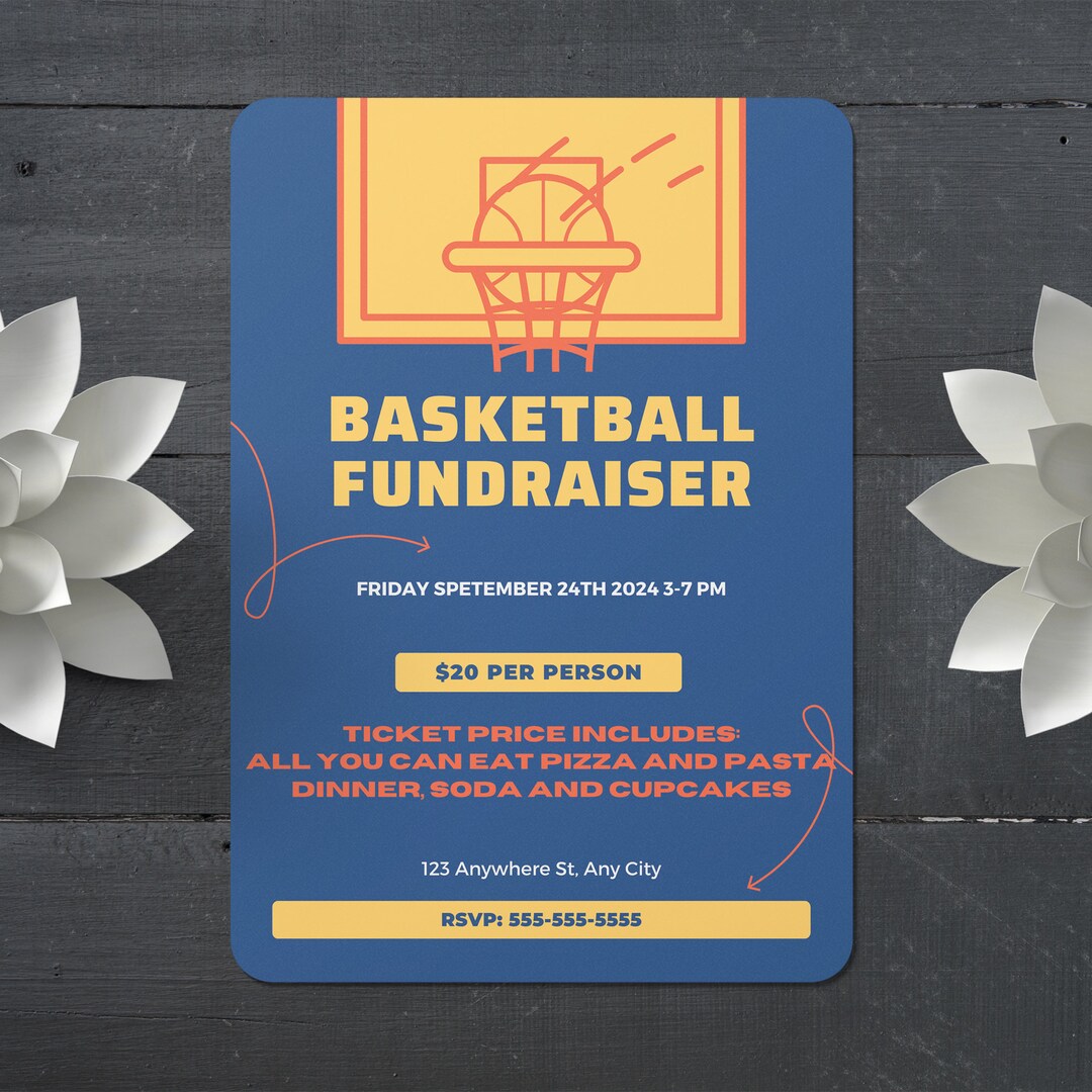 Editable Basketball Fundraiser Flyer Template, Digital Basketball ...