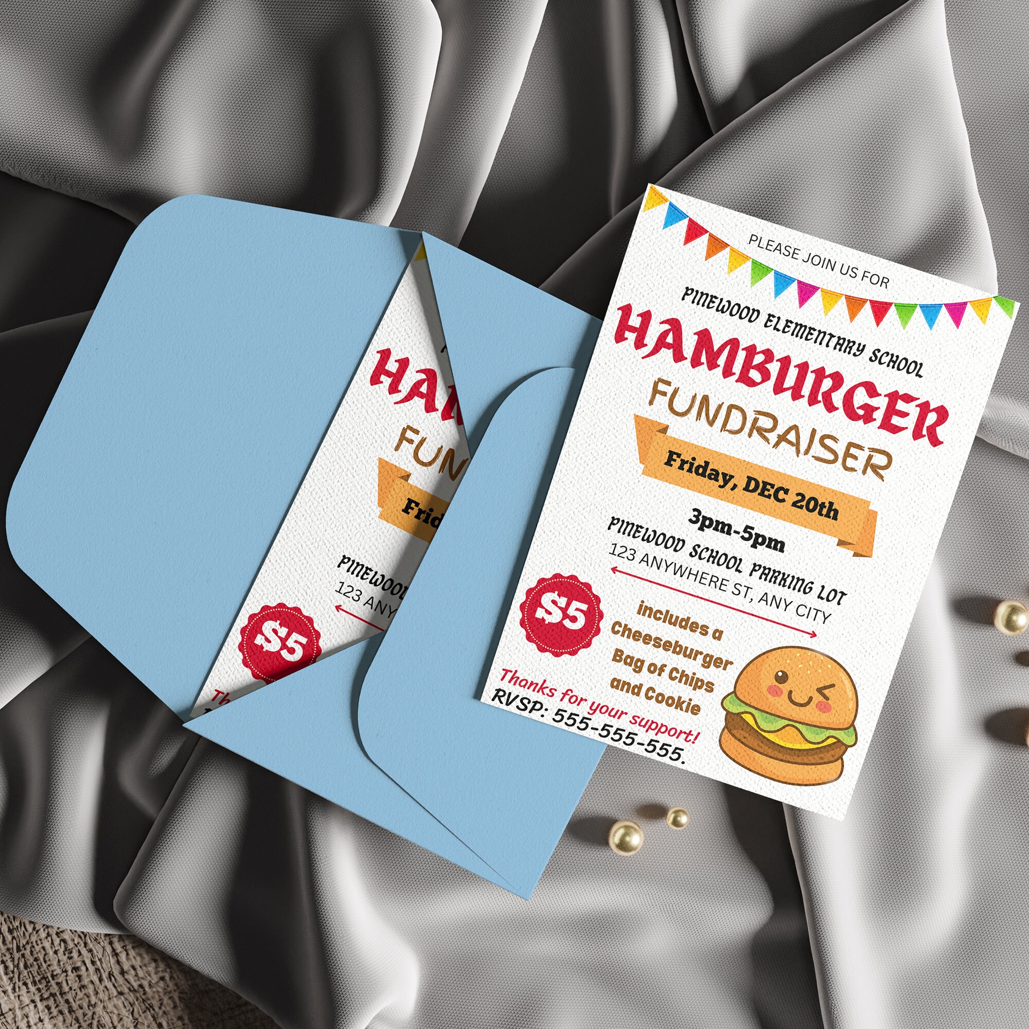 Editable Hamburger Fundraiser Flyer Template, Digital Burger Cookout ...