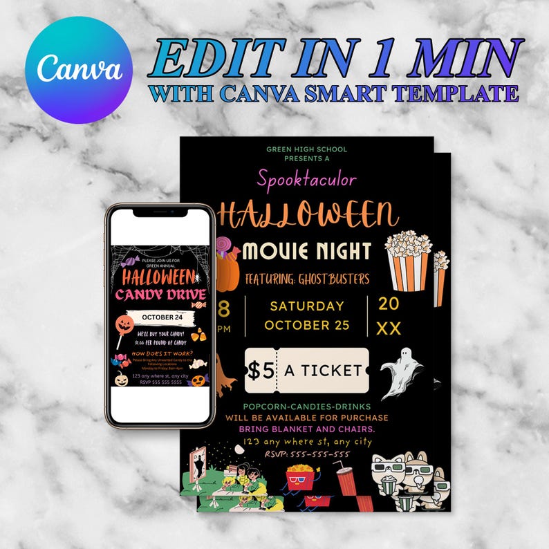 Editable Candy Drive Halloween Fundraiser Flyer, Digital Halloween ...