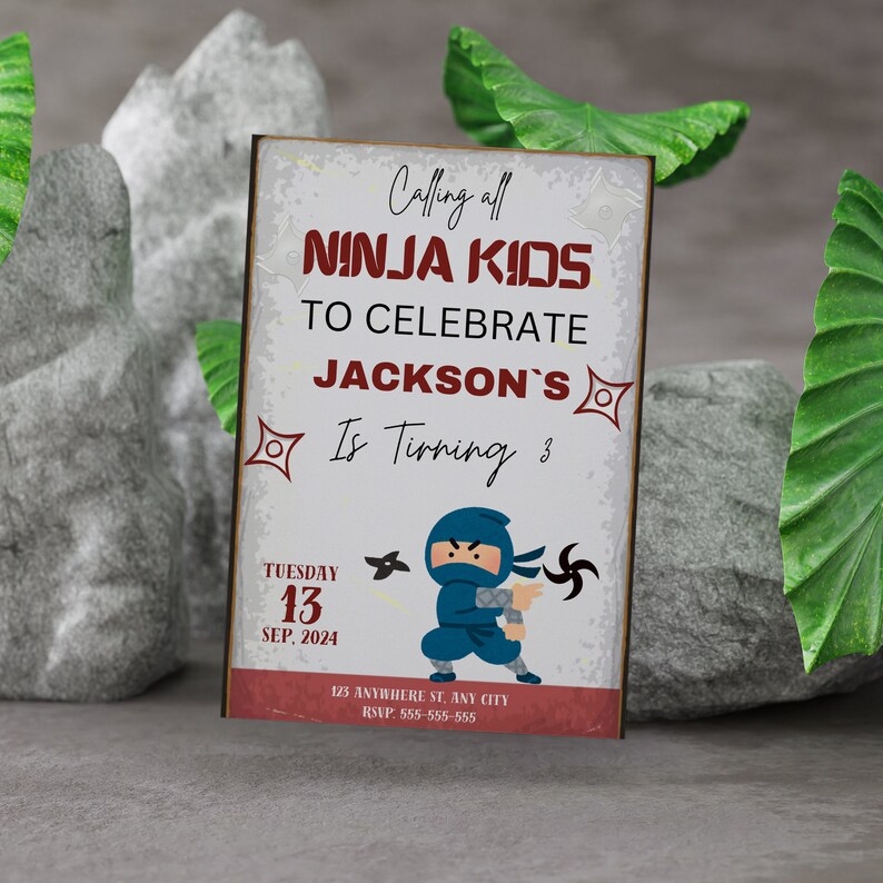 Editable Ninja Kidz Party Invitation, Printable Ninja Kidz Birthday ...