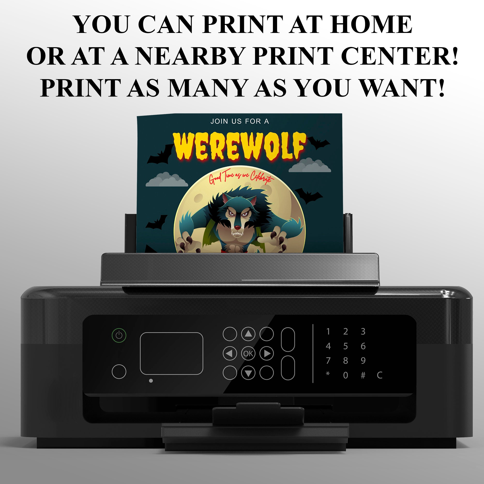 Editable Werewolf Birthday Invitation, Printable Halloween Invitation ...