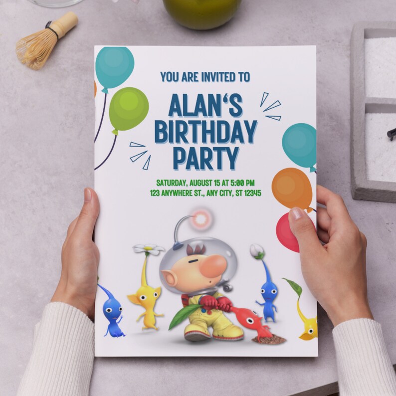 Editable Pikmin Invitation Digital Pikmin Birthday - Etsy