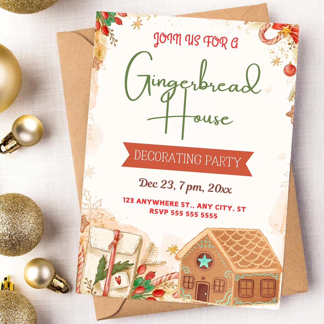 Editable Gingerbread House Birthday Party Invitation, Printable ...