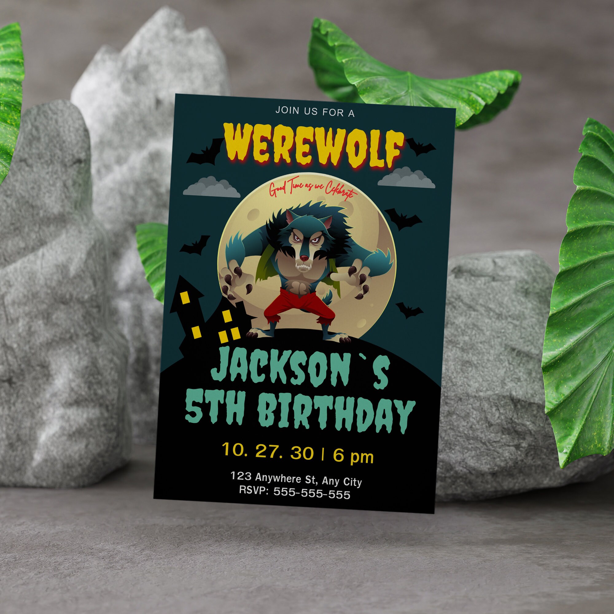 Editable Werewolf Birthday Invitation, Printable Halloween Invitation ...