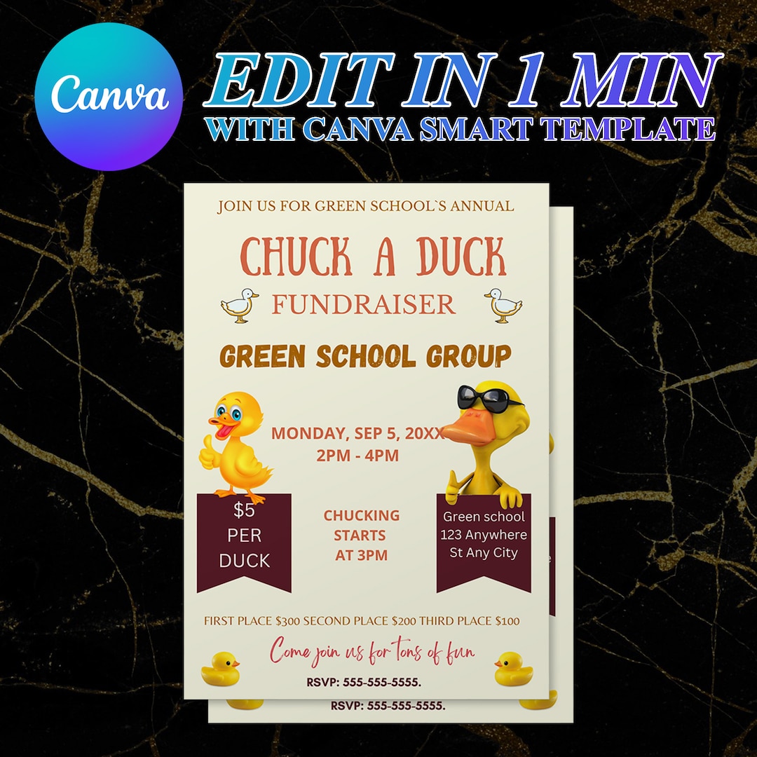 Editable Chuck a Duck Fundraiser Flyer Template, Digital Duck Derby ...