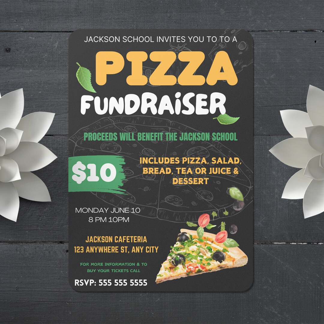 Editable Pizza Fundraiser Flyer Template, Digital Pizza Dinner Flyer ...