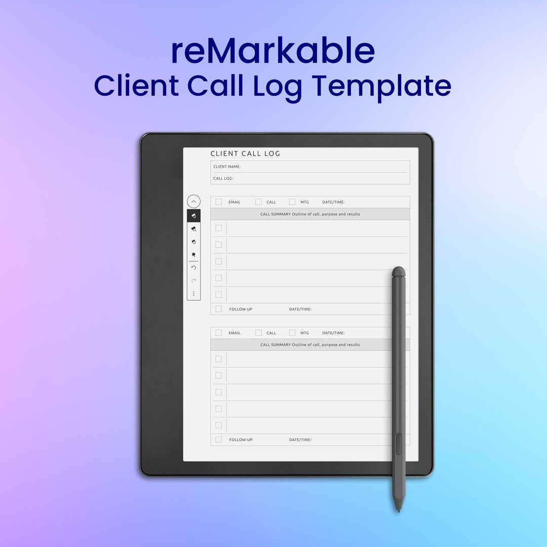 Remarkable 2 Client Call Log Template, Remarkable Templates, Remarkable ...