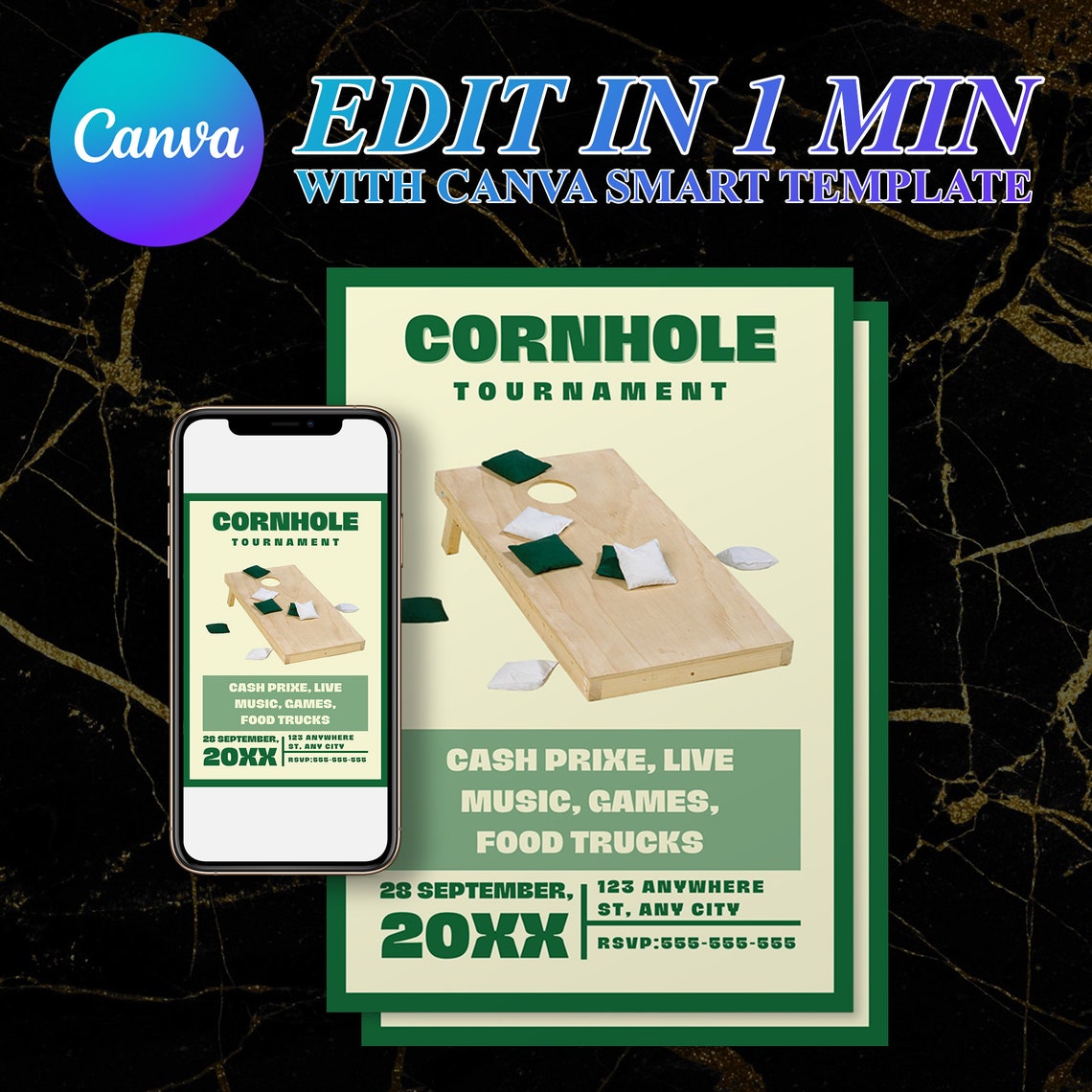 Editable Cornhole Tournament Flyer Template, Digital Cornhole ...