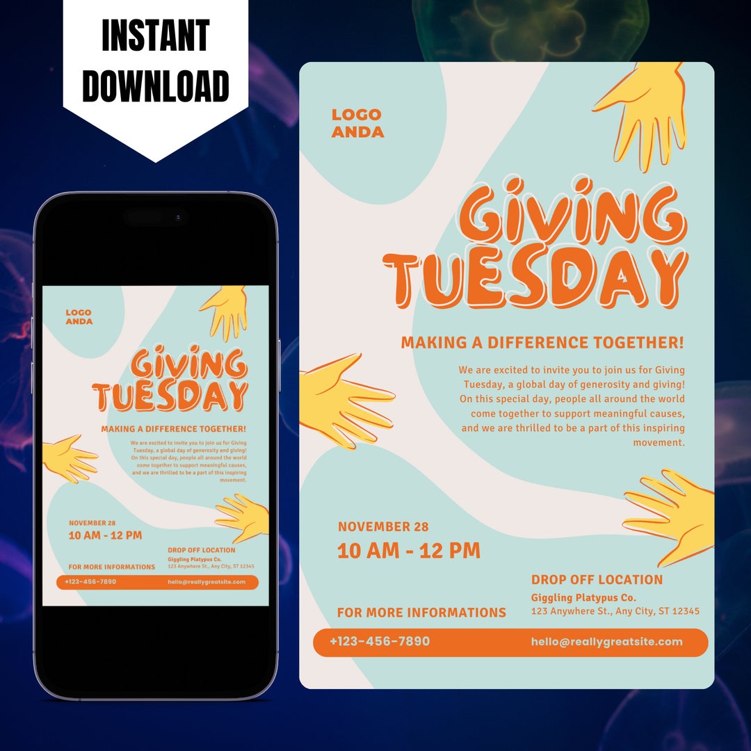 Editable Giving Tuesday Invitation, Digital Giving Tuesday Template ...