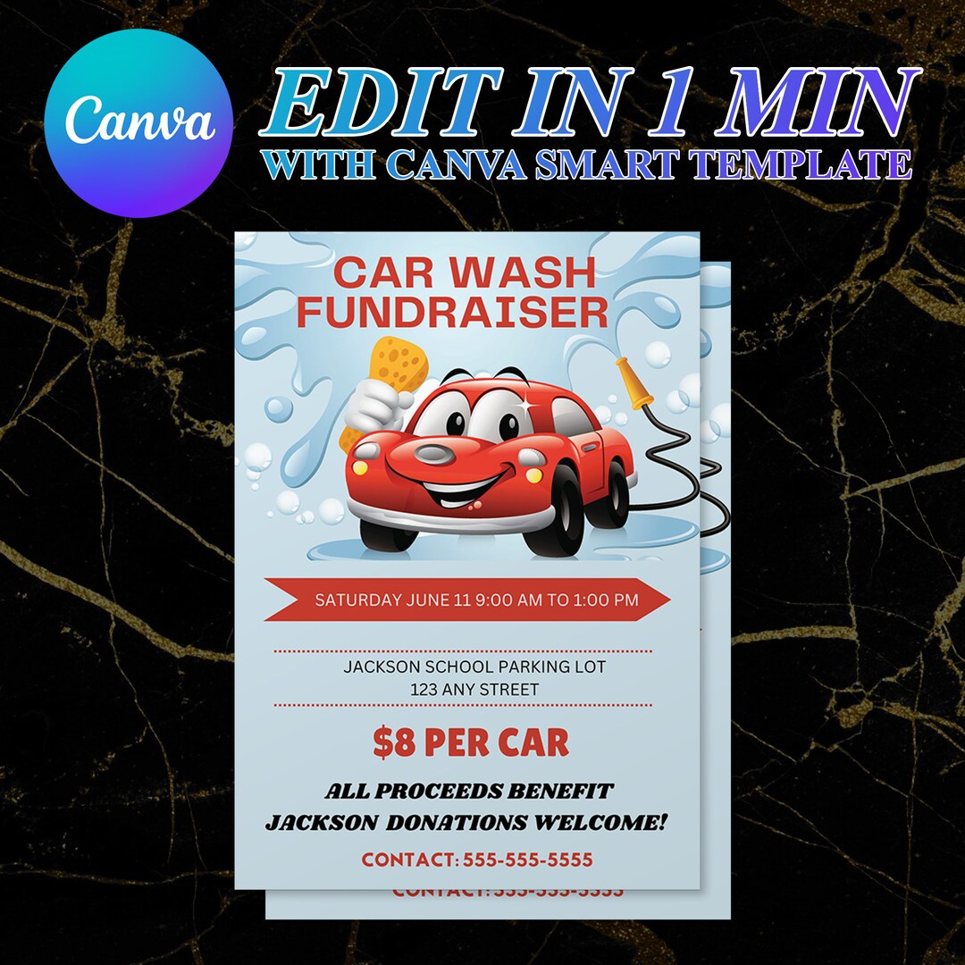 Editable Car Wash Fundraiser Flyer Template, Digital Car Wash Flyer ...