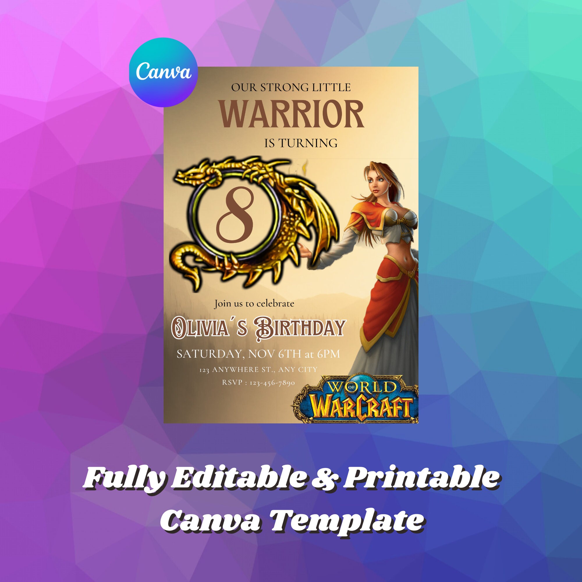 Editable World of Warcraft Invitation Digital World of - Etsy