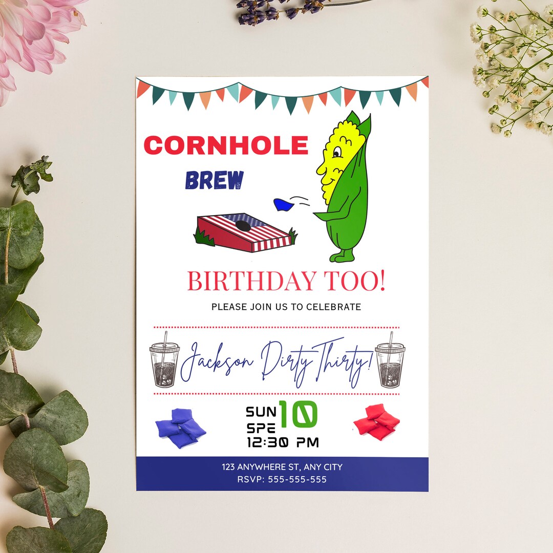 Editable Cornhole Birthday Invitation, Printable Cornhole Party ...