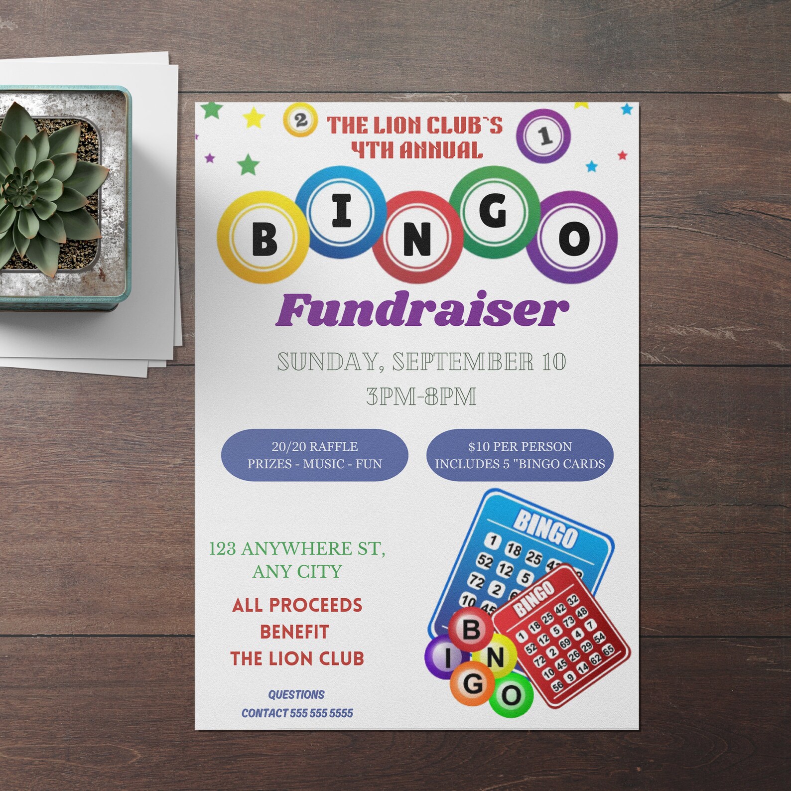 Editable Bingo Fundraiser Flyer Template, Digital Bingo Night Flyer ...