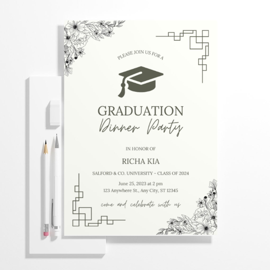 Digital Graduation Dinner Invitation Template, Printable Graduation ...