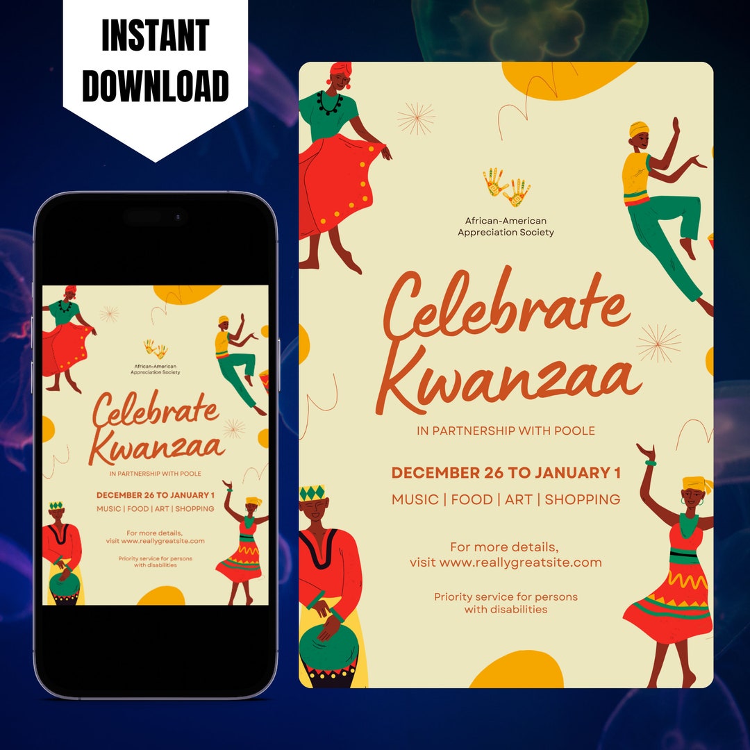 Editable Kwanzaa Invitation Kwanzaa Celebration Invite Digital Kwanzaa ...