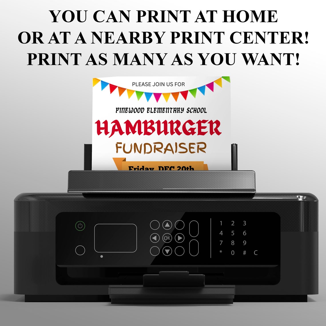 Editable Hamburger Fundraiser Flyer Template, Digital Burger Cookout ...